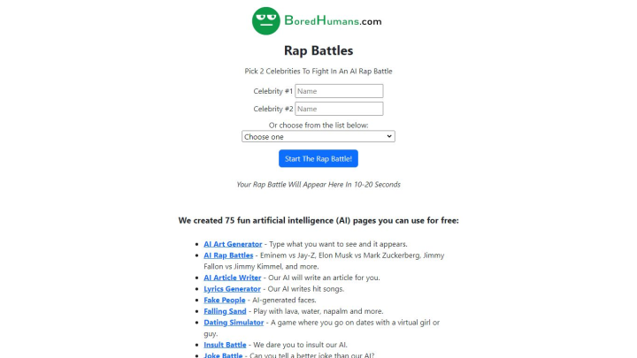AI Rap Battles | Tool Information & Alternatives | Foundr.AI
