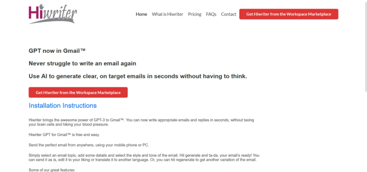 Hiwriter GPT for Gmail | Tool Information & Alternatives | Foundr.AI