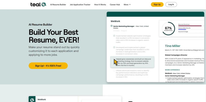 Teal Resume Builder | Tool Information & Alternatives | Foundr.AI